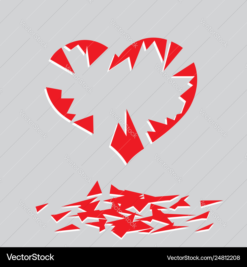 Fragmented Heart - Broken Love Royalty Free Vector Image