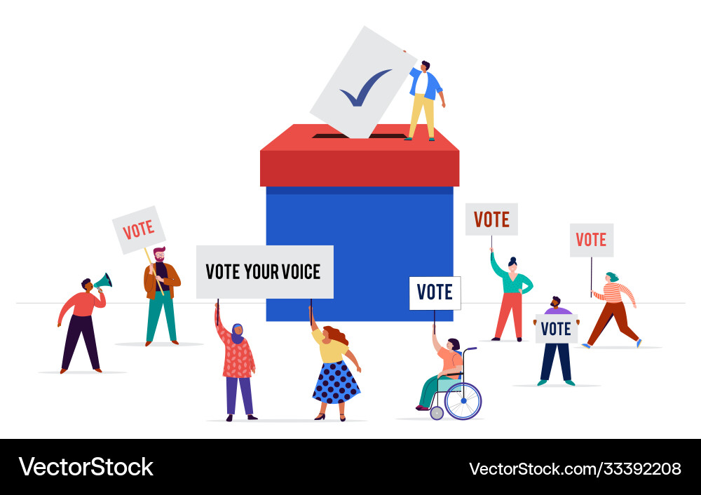 Group people walking with flags to elections Vector Image