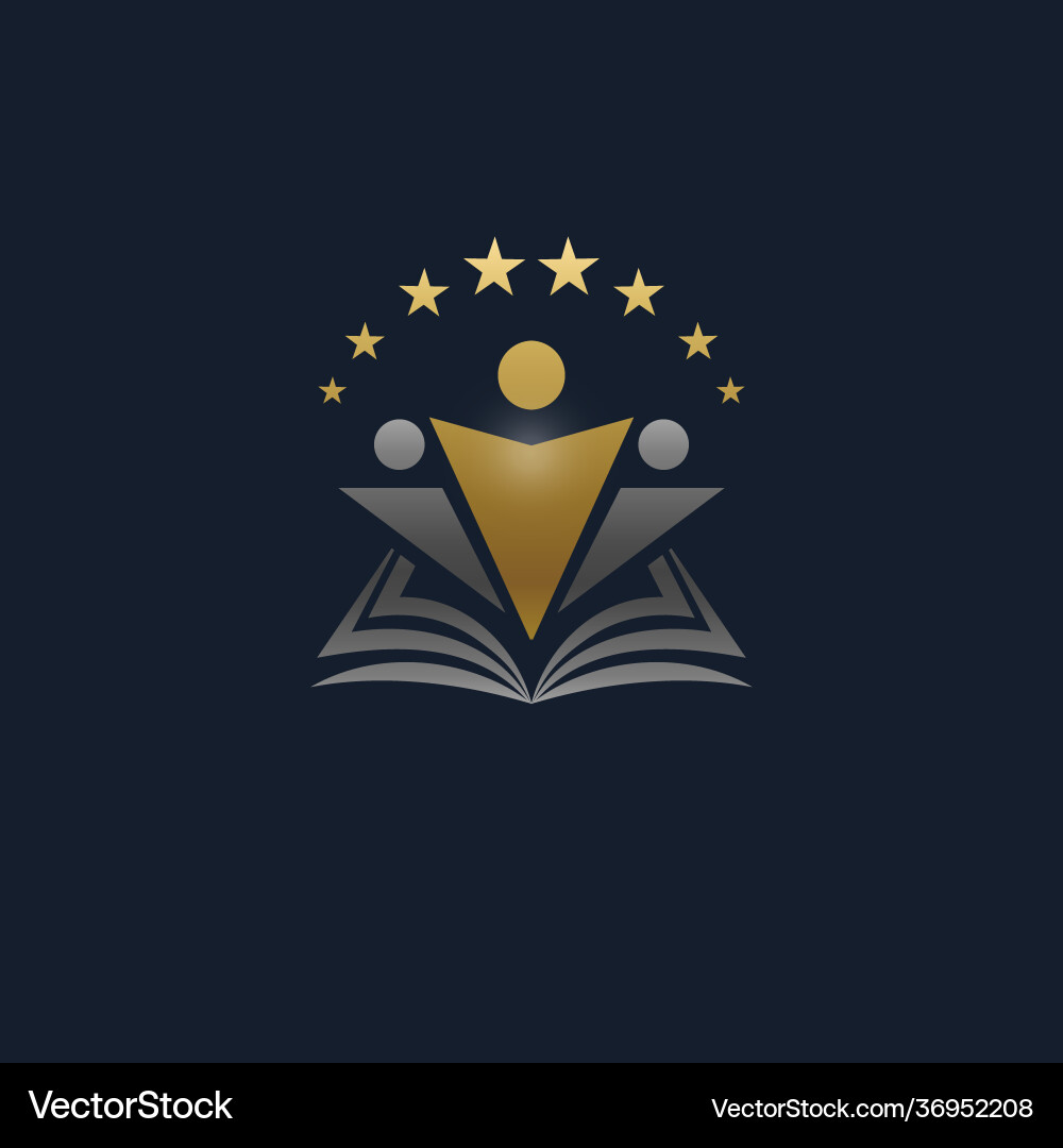 Human silhouette with book and stars logo Vector Image