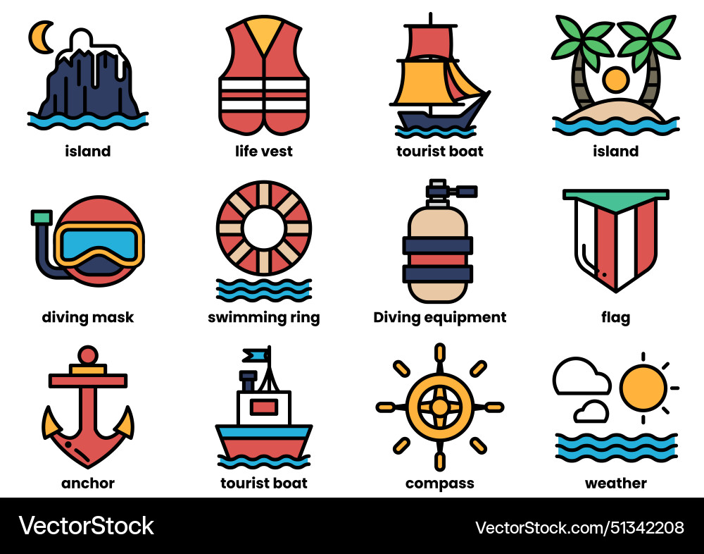 Image is a collection of various water-related Vector Image