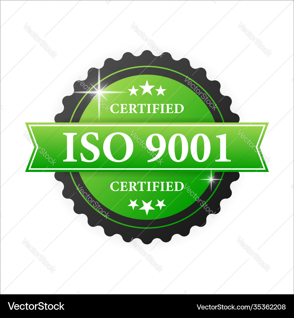 Iso certified 9001 green rubber stamp Royalty Free Vector