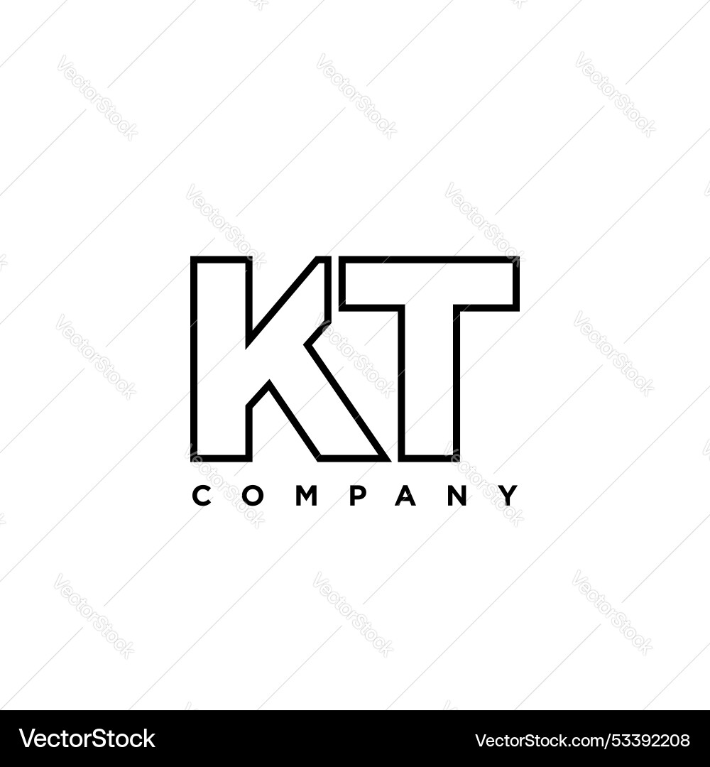 Letter K And T Kt Logo Design Template Minimal Vector Image