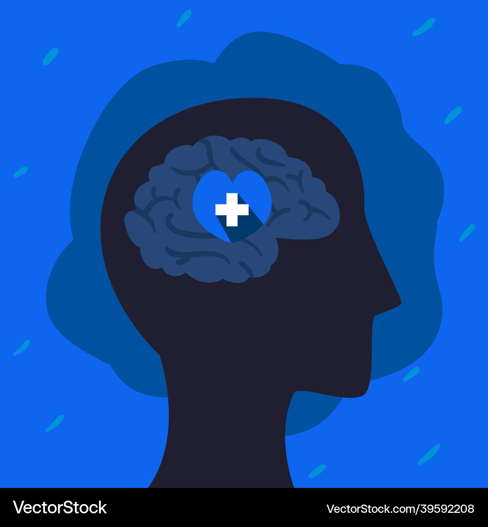 Mental health in head Royalty Free Vector Image