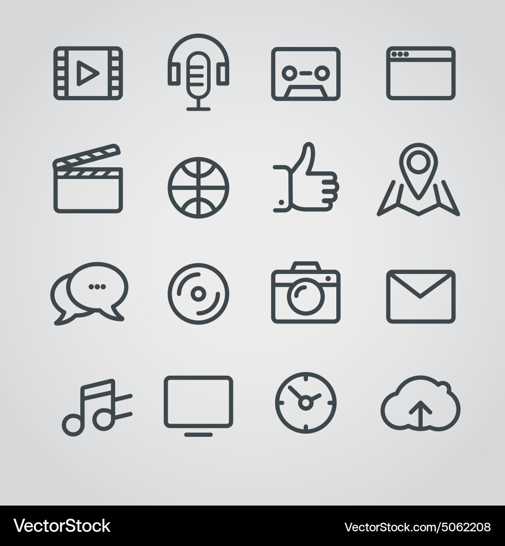 Modern media web silhouettes collection Royalty Free Vector