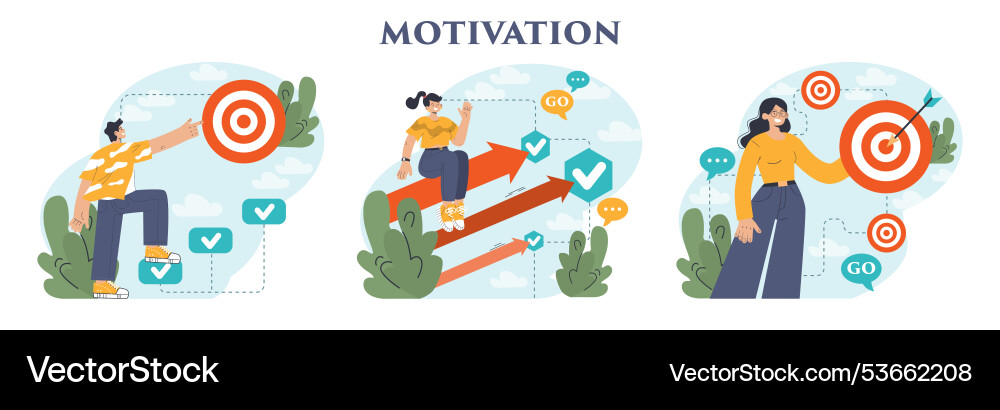 Motivation set ambitious character Royalty Free Vector Image