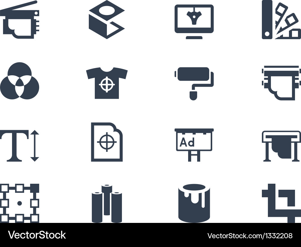 Printing icons Royalty Free Vector Image - VectorStock
