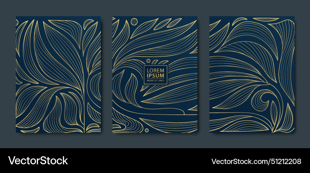 Set of luxury floral line patterns art Royalty Free Vector