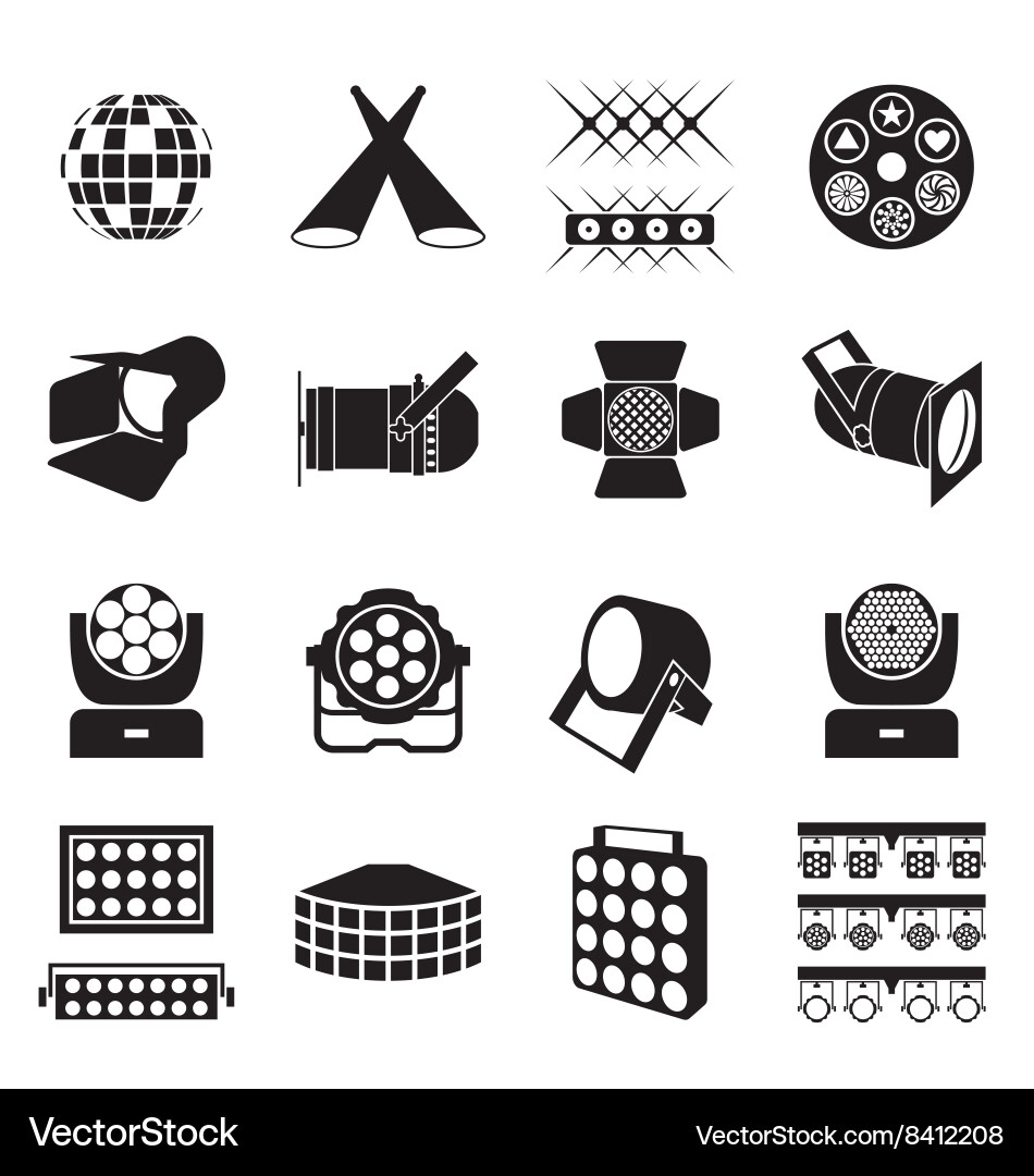 Stage lighting icons Royalty Free Vector Image