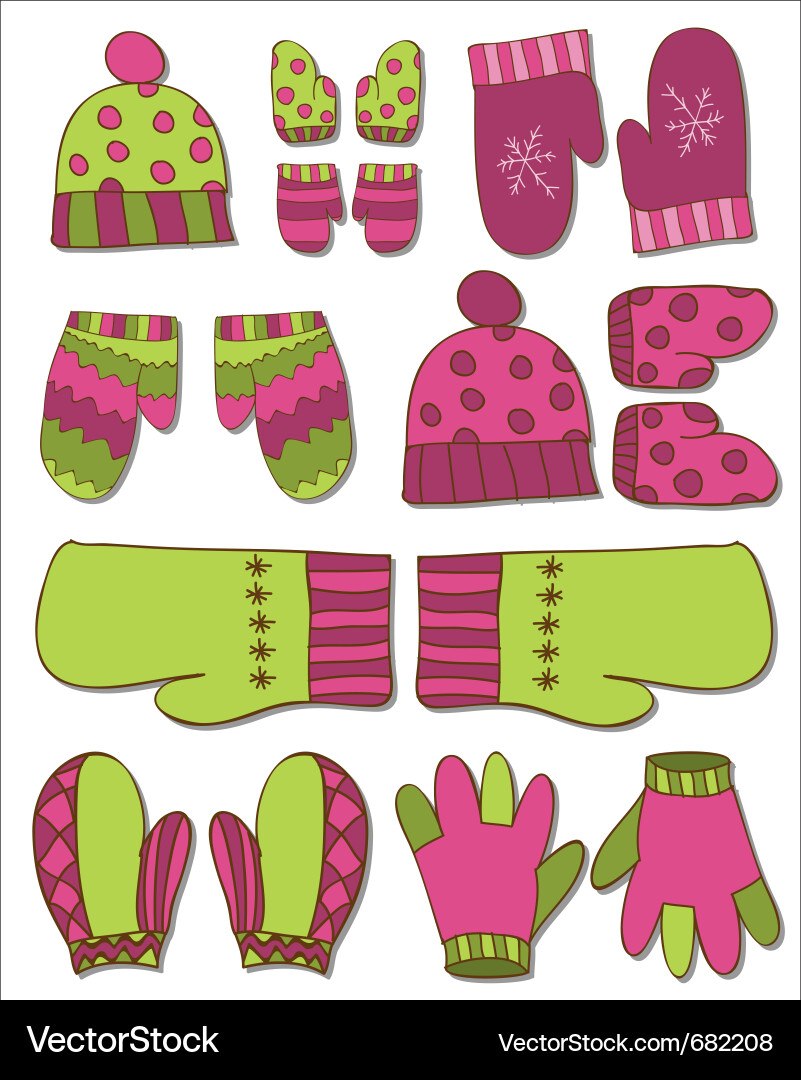 Winter Gloves and Mittens Collection Royalty Free Vector