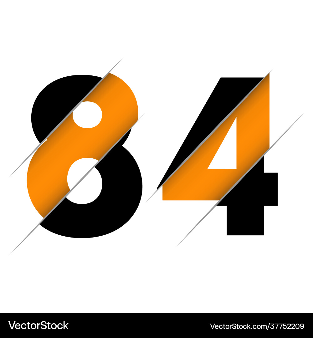 84 8 4 number logo design with a creative cut Vector Image