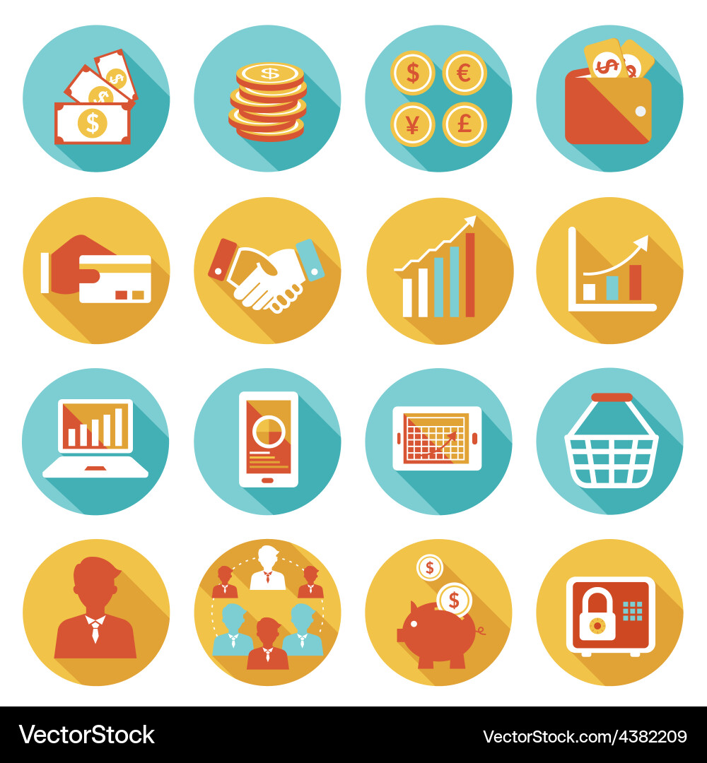 Business and e commerce icons set Royalty Free Vector Image