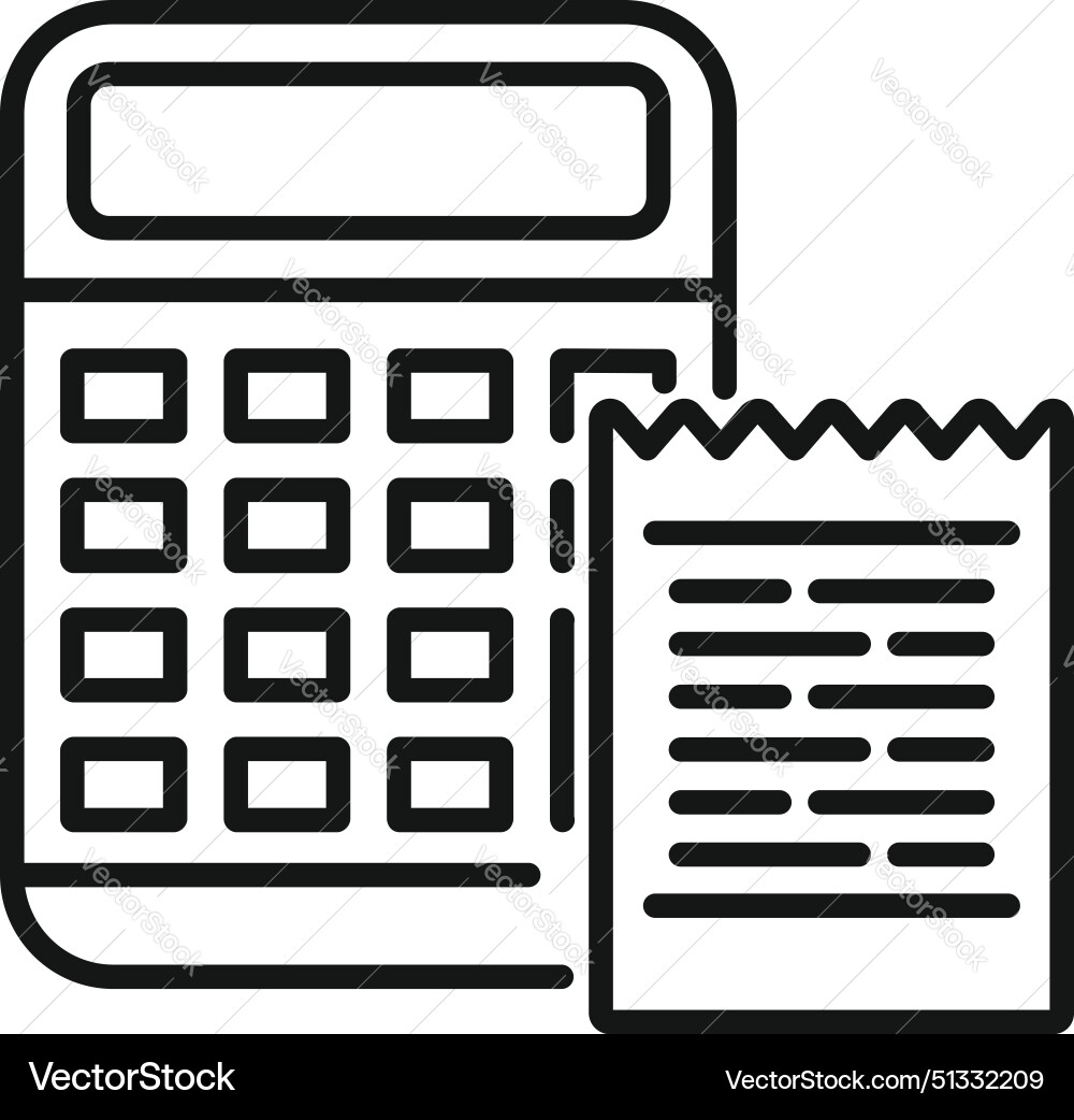 Calculator and receipt line icon Royalty Free Vector Image