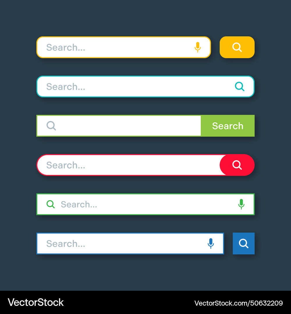 Colorful search bar templates internet browser Vector Image