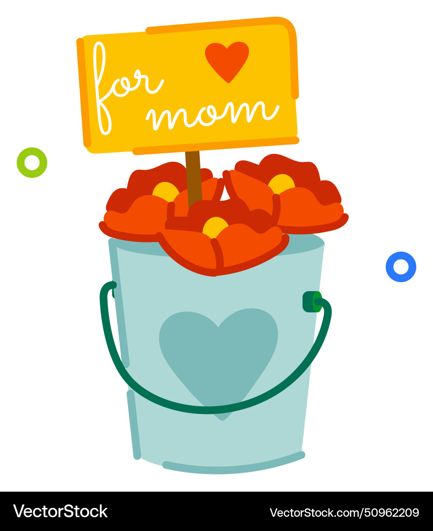 Flower bucket Royalty Free Vector Image - VectorStock