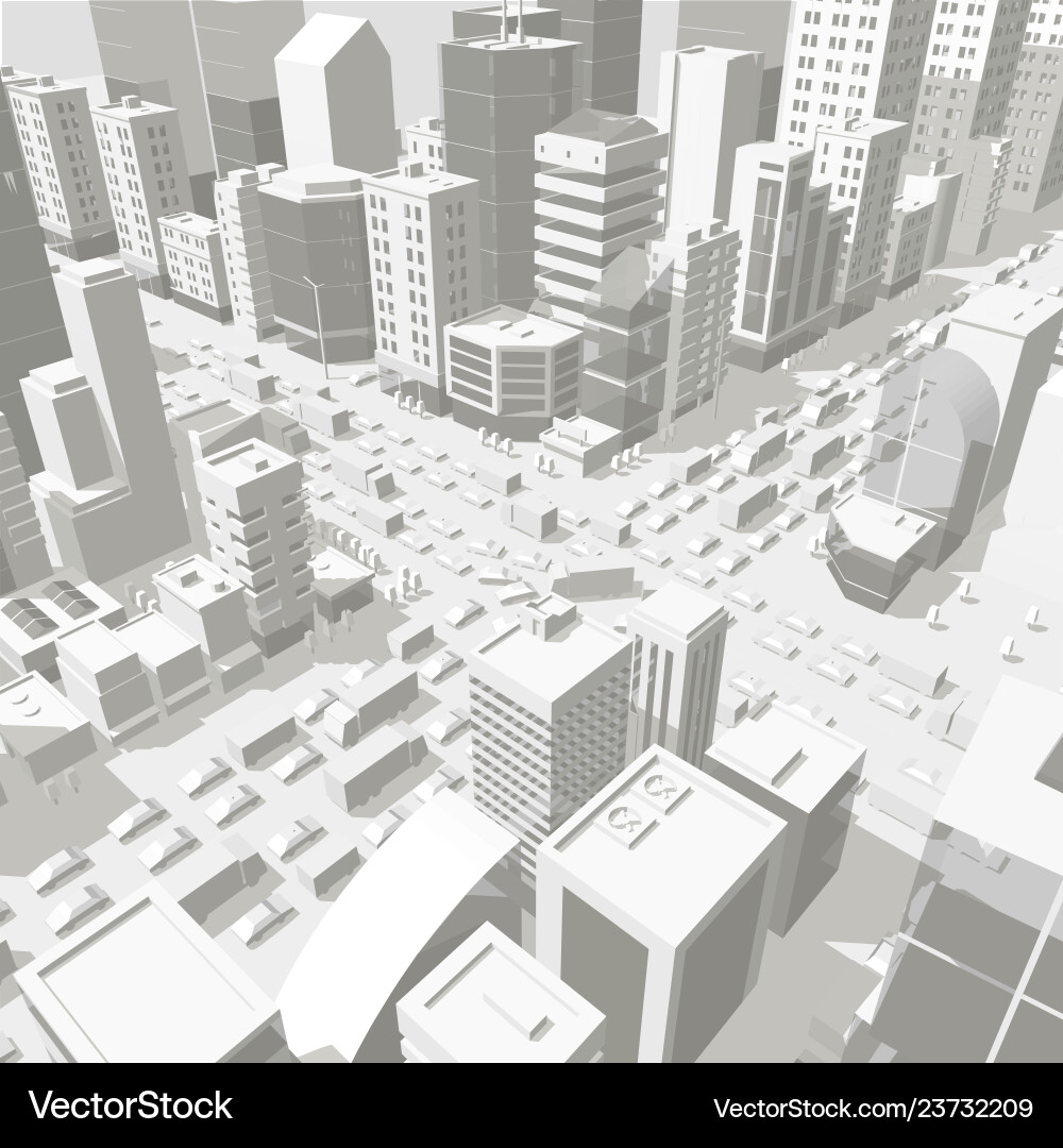 Gray 3D City Streetscape Royalty Free Vector Image