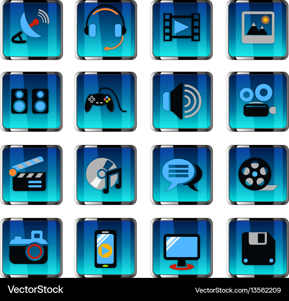 Medien Icon Set Lizenzfreies Vektorbild - VectorStock