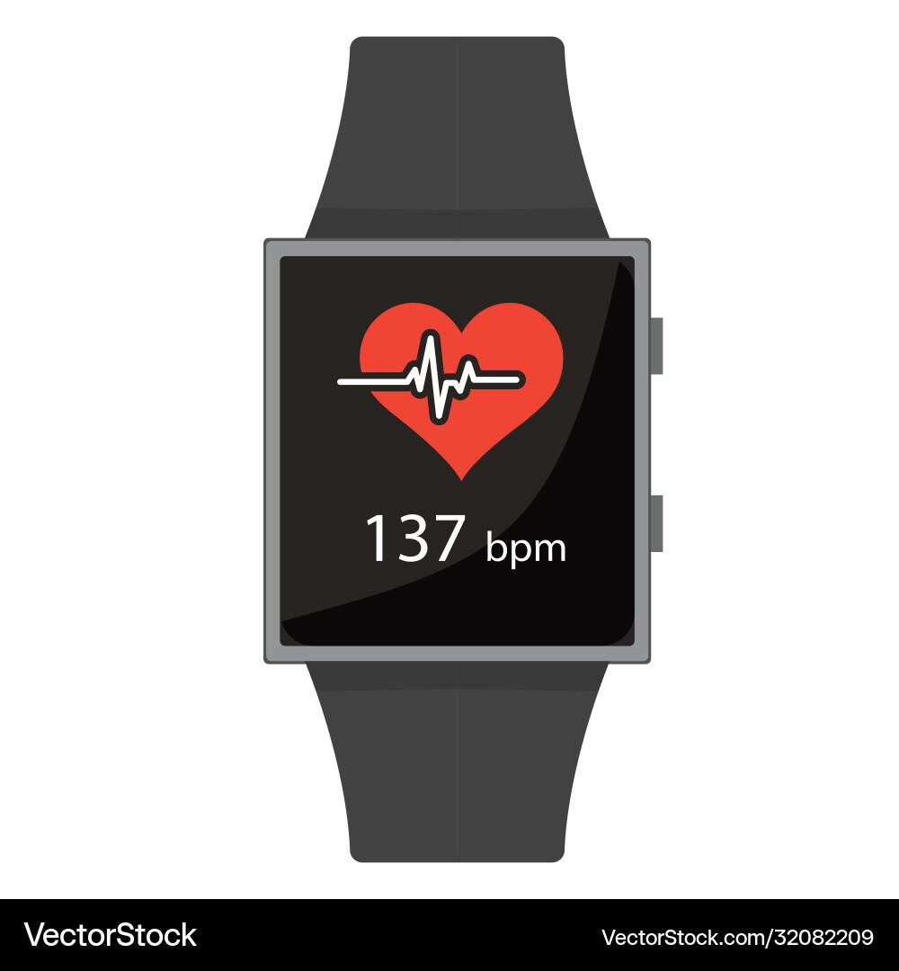 Smart watch heart rate cartoon style flat element Vector Image