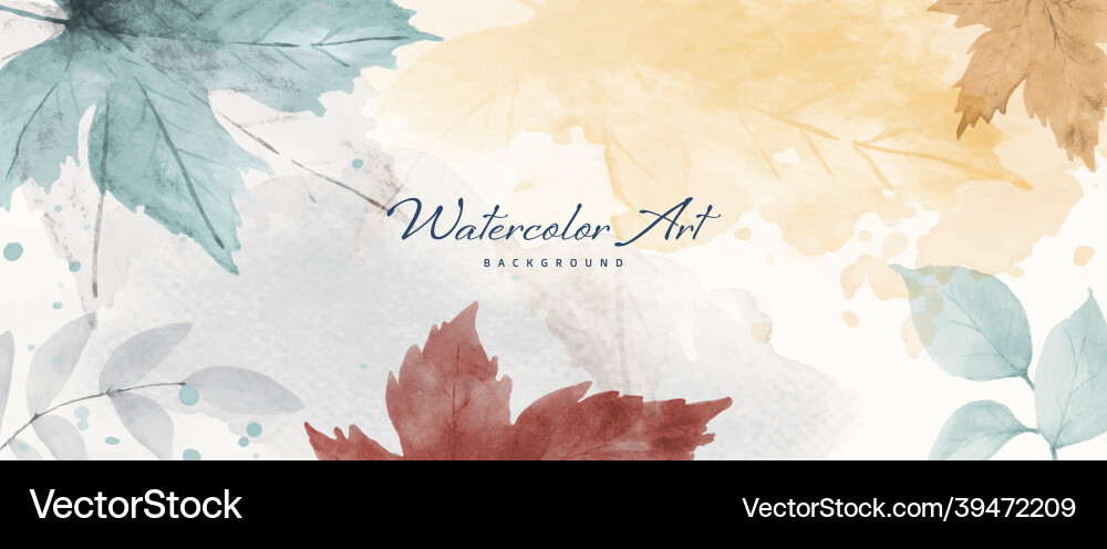 Watercolor abstract autumn background with maple Vector Image