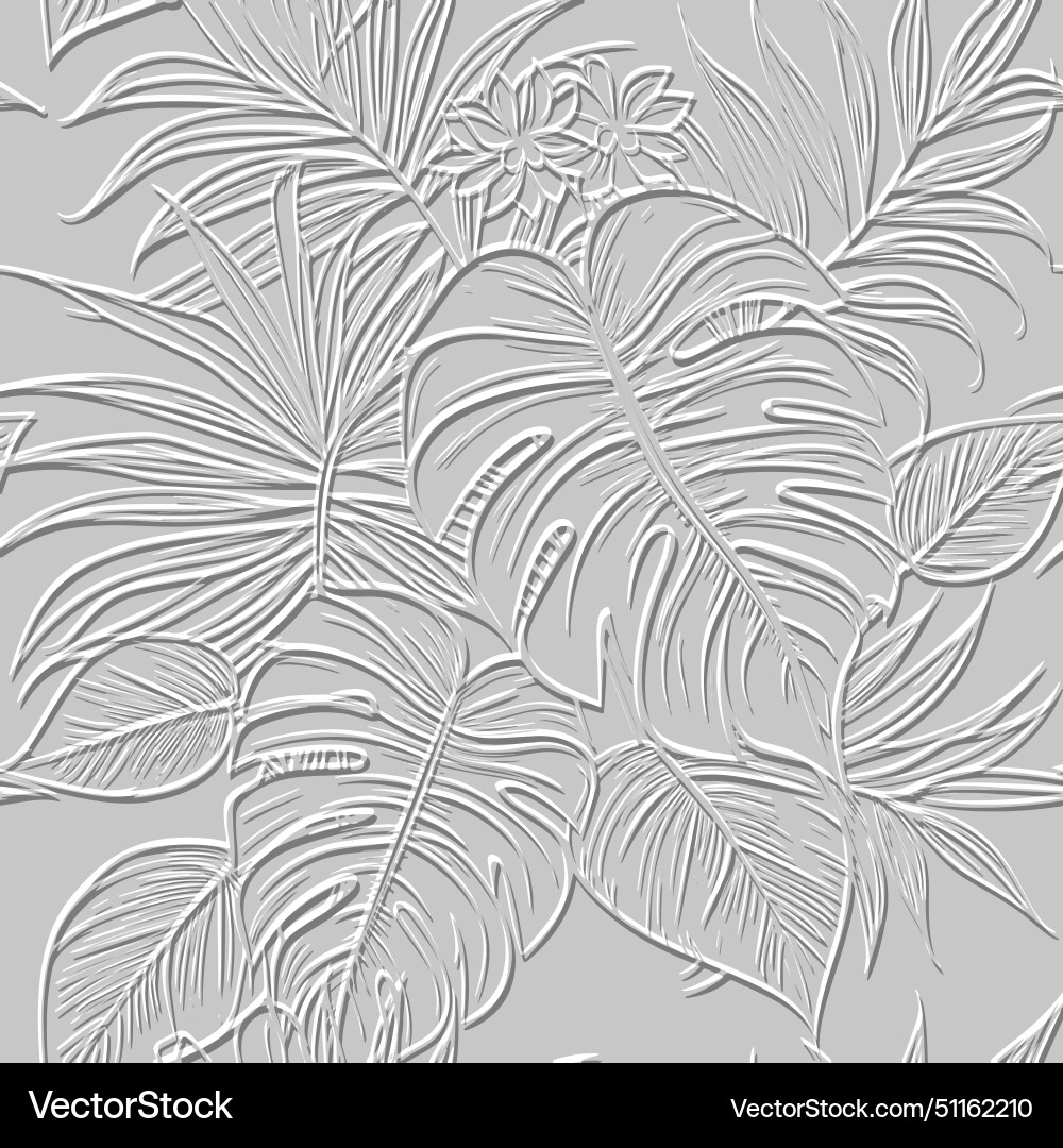 3d line art hand drawn emboss textured tropical Vector Image