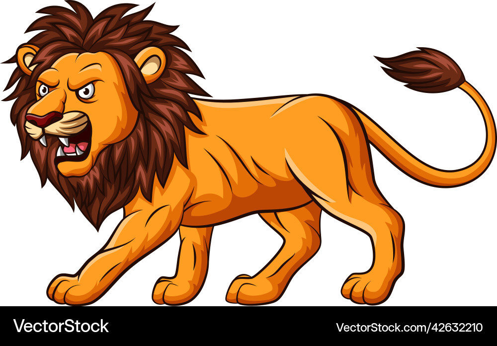 Cartoon angry lion on white background Royalty Free Vector