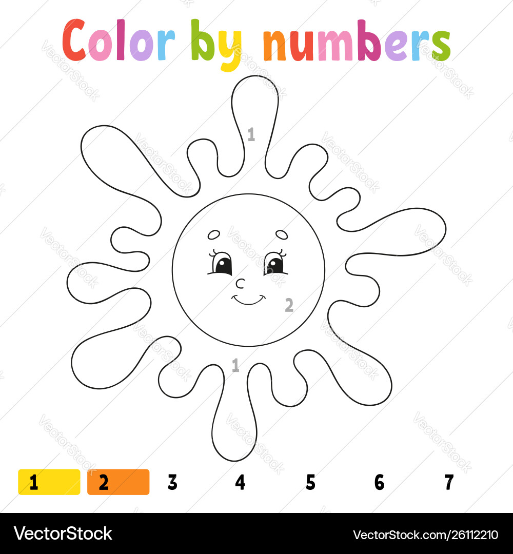Color by Numbers: Cute Kids Royalty Free Vector Image