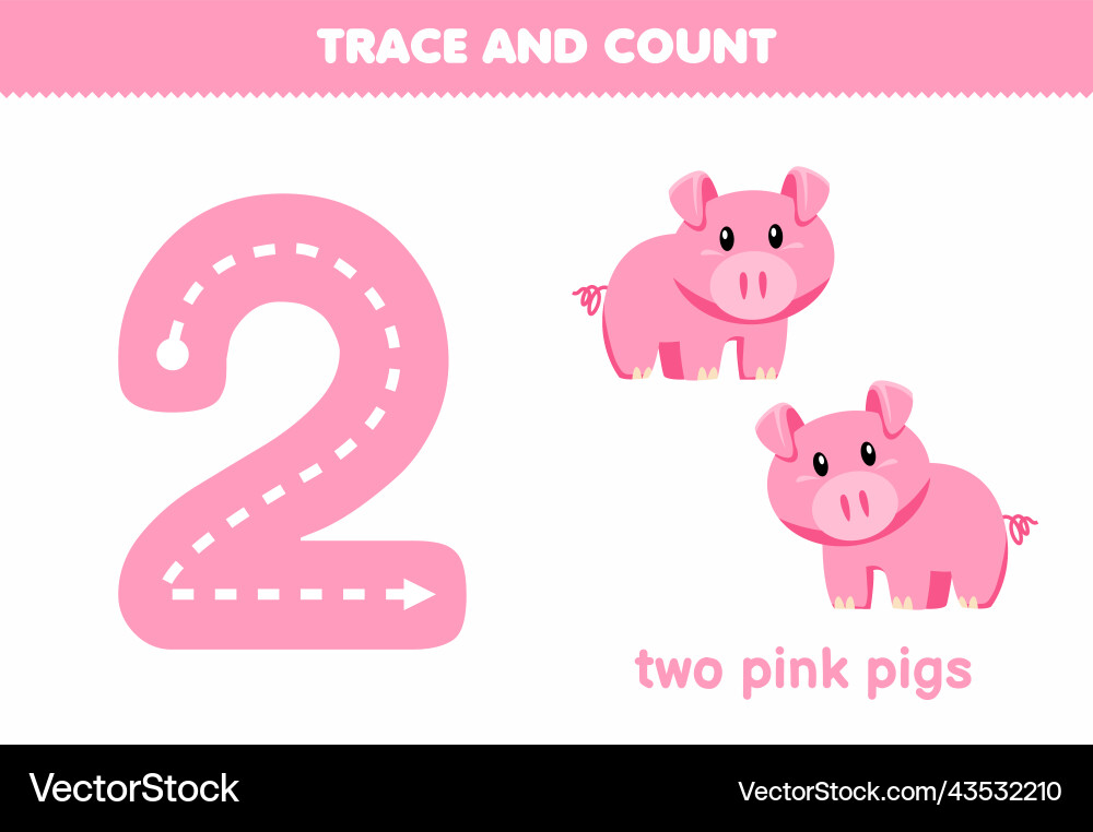 Education game for children tracing number two Vector Image