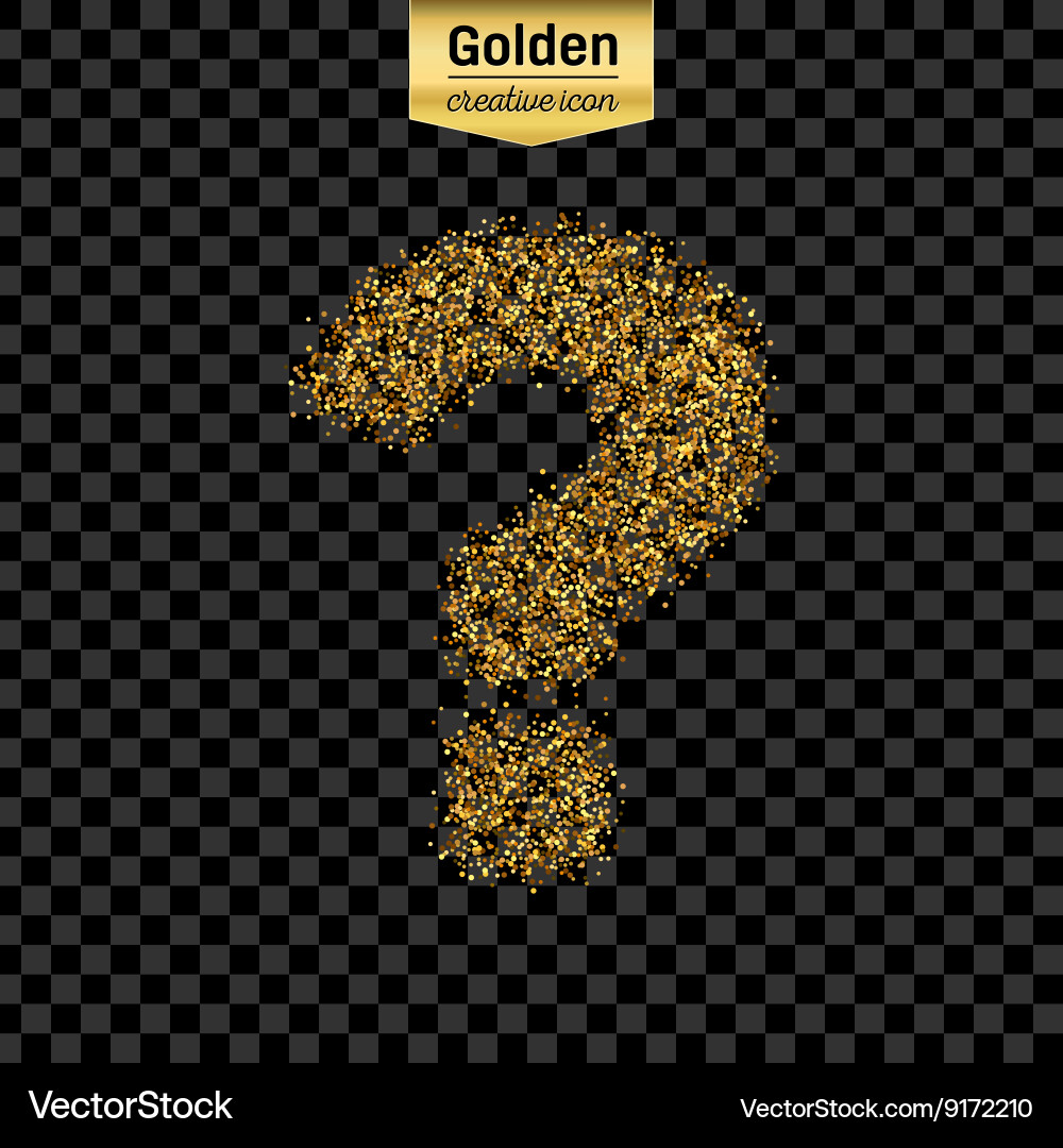 Gold glitter icon of question mark isolated Vector Image