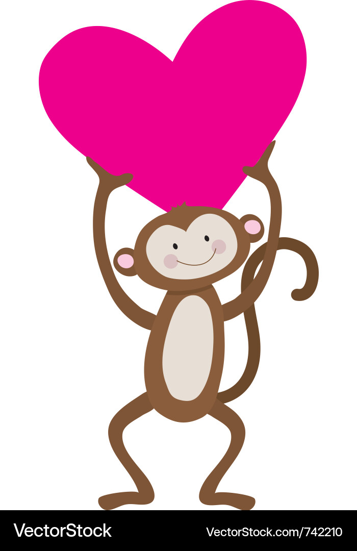 Monkey heart Royalty Free Vector Image - VectorStock