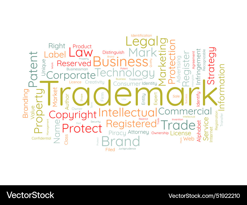 Trademark wordcloud template business rights Vector Image
