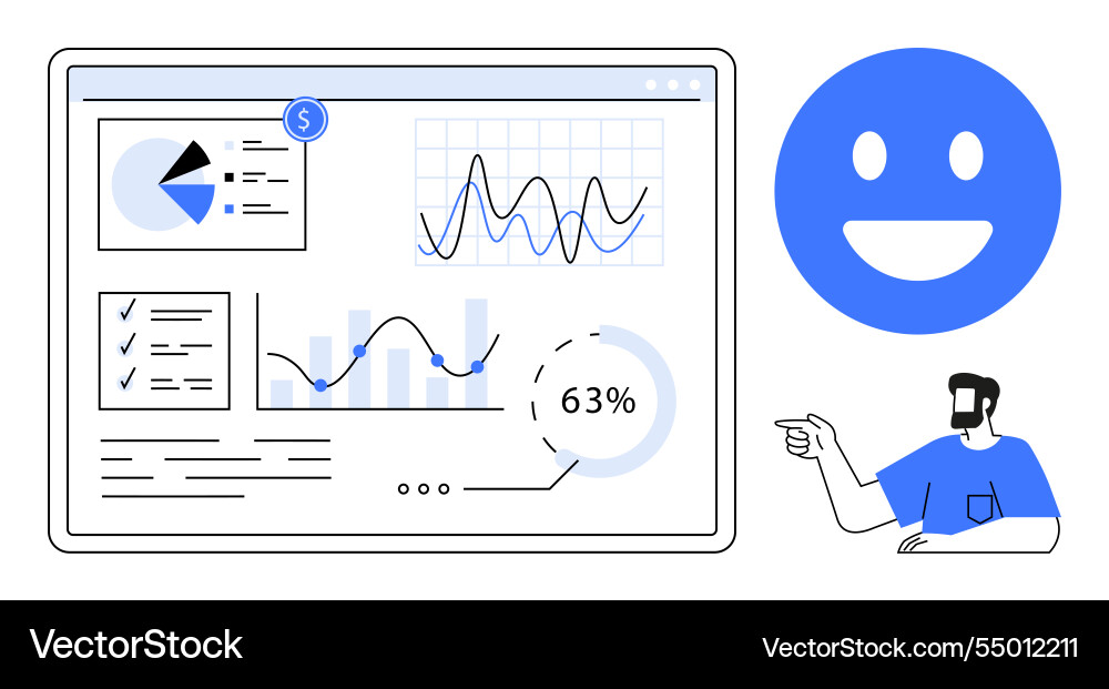 Business performance dashboard with graphs charts Vector Image