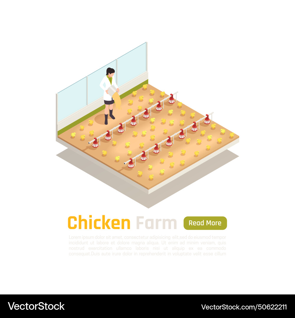 Chicken farm isometric composition Royalty Free Vector Image