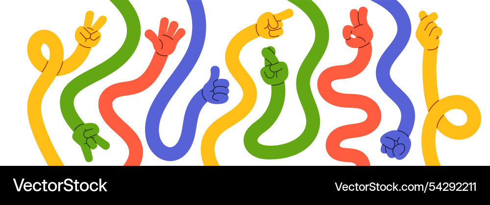 Comic flexible colorful long hands showing Vector Image