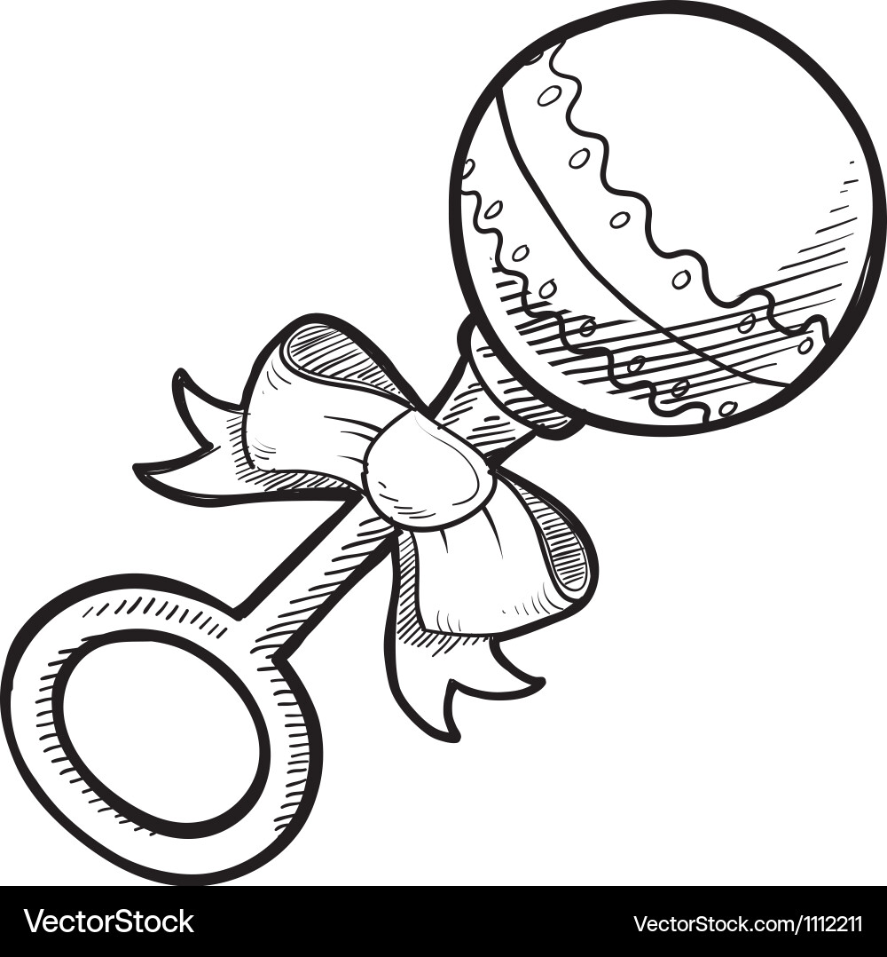 Doodle baby rattle Royalty Free Vector Image - VectorStock
