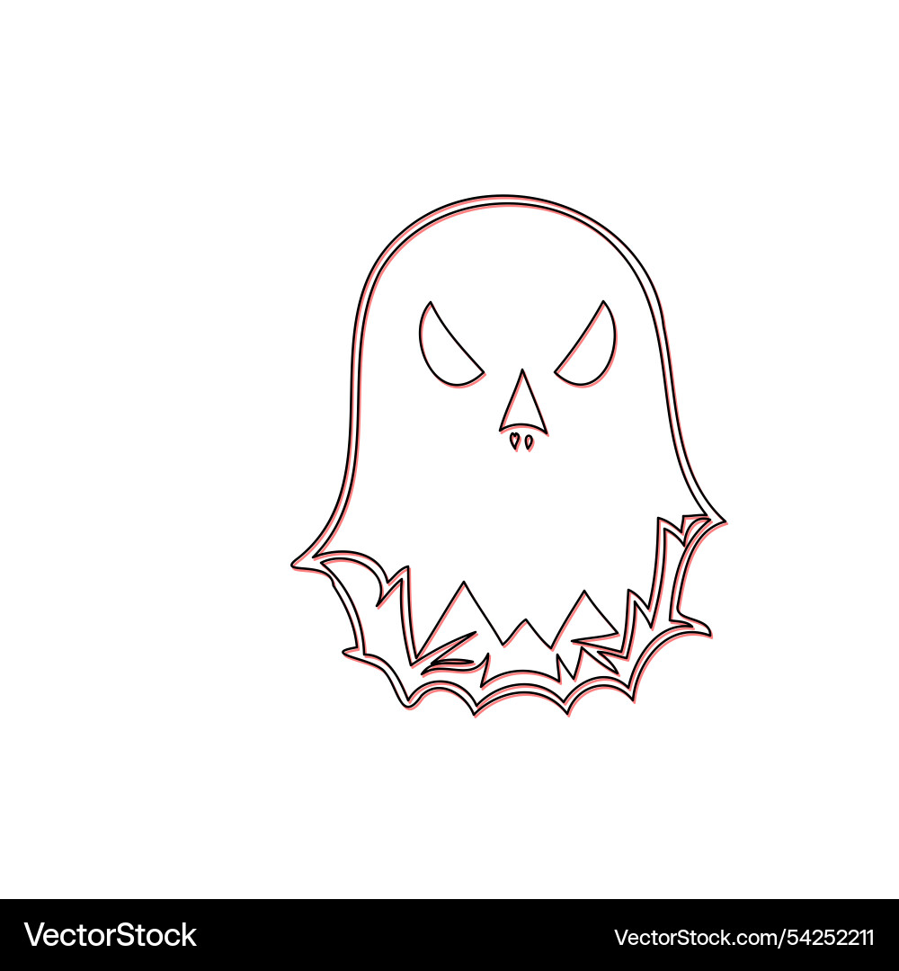 Ghost halloween scary outline sketch red Vector Image