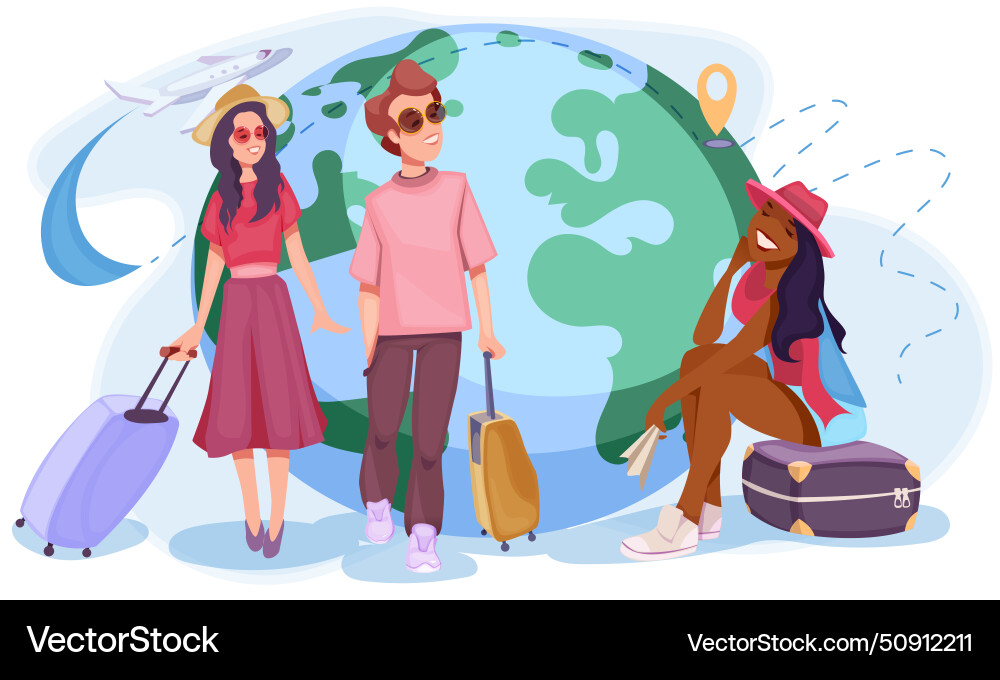 Group of travelers Royalty Free Vector Image - VectorStock