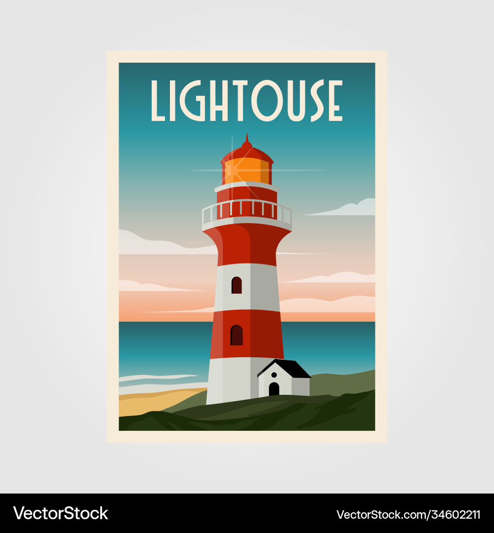 Lighthouse background template poster design Vector Image
