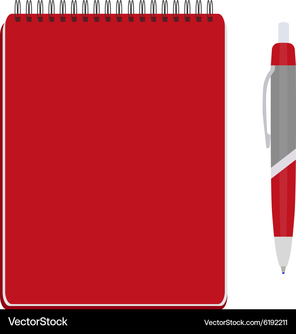 Notebook and ball pen Royalty Free Vector Image