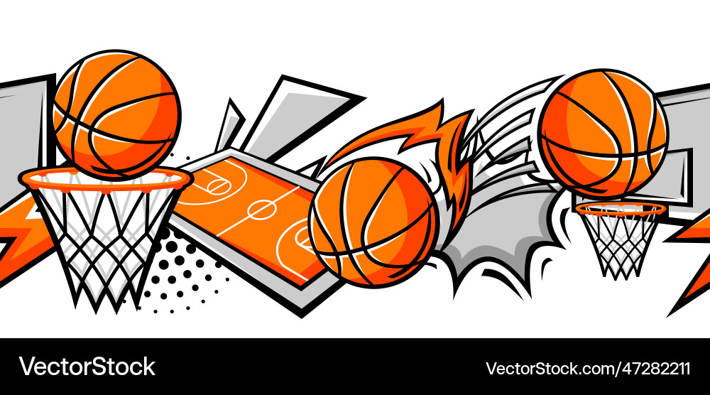 Pattern with basketball items sport club Vector Image