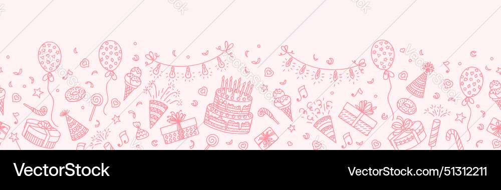 Pink birthday party line background pattern Vector Image