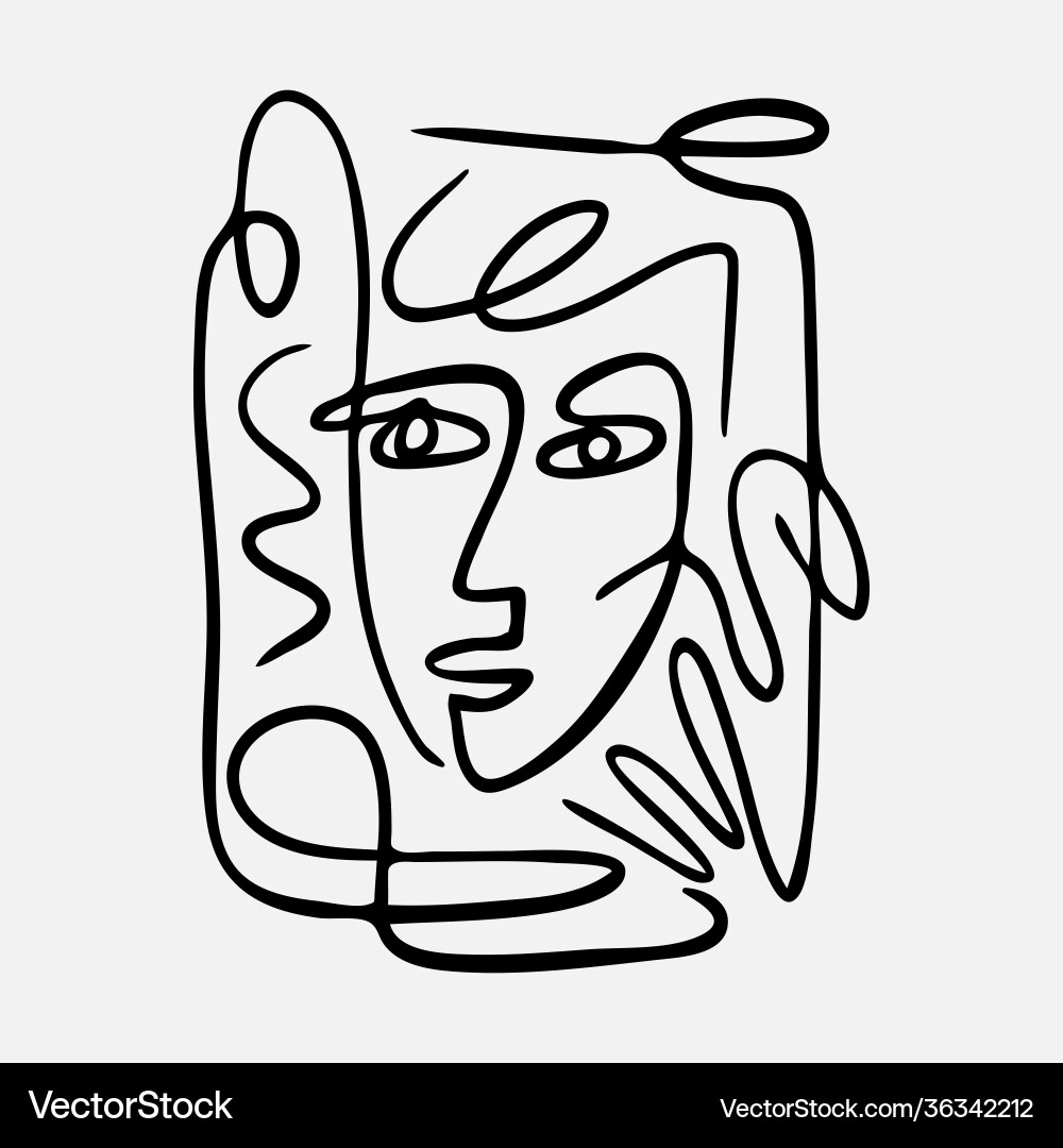 Abstract Line Face Portrait Royalty Free Vector Image