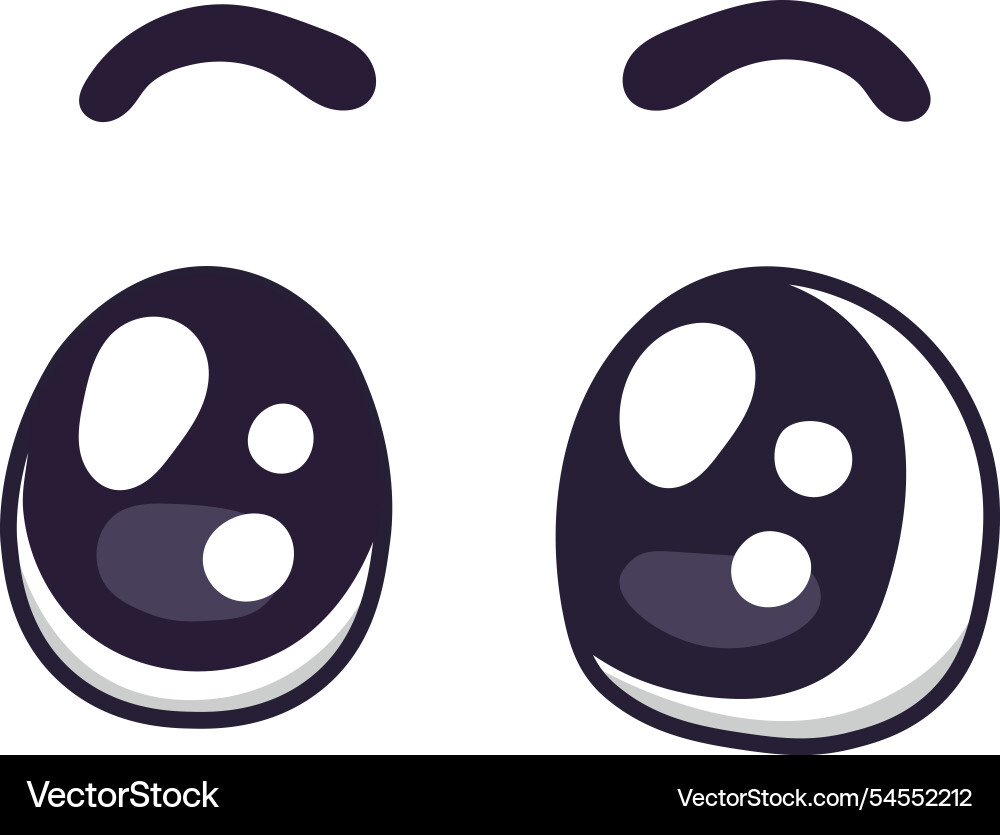 Cartoon eyes wide open with raised eyebrows Vector Image