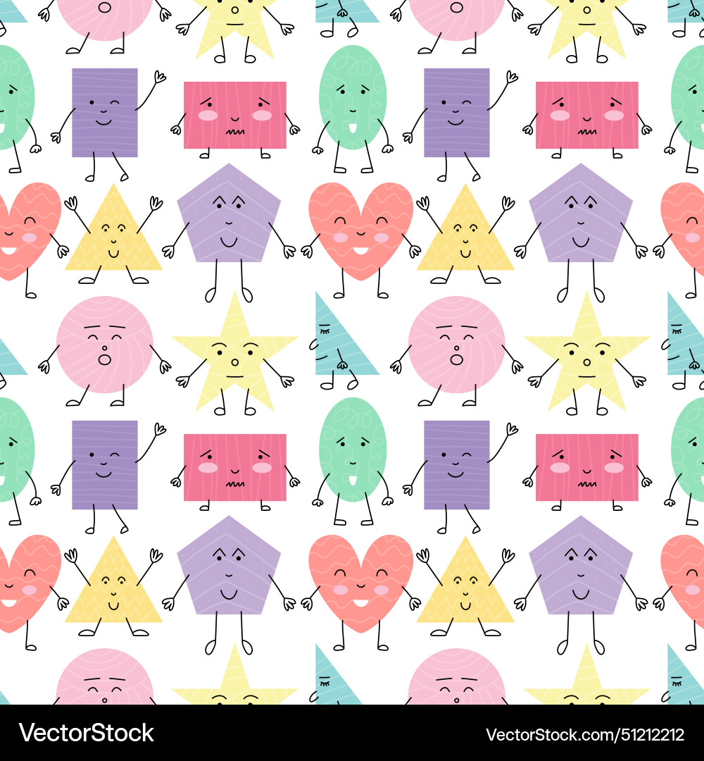 Cute shapes characters Royalty Free Vector Image