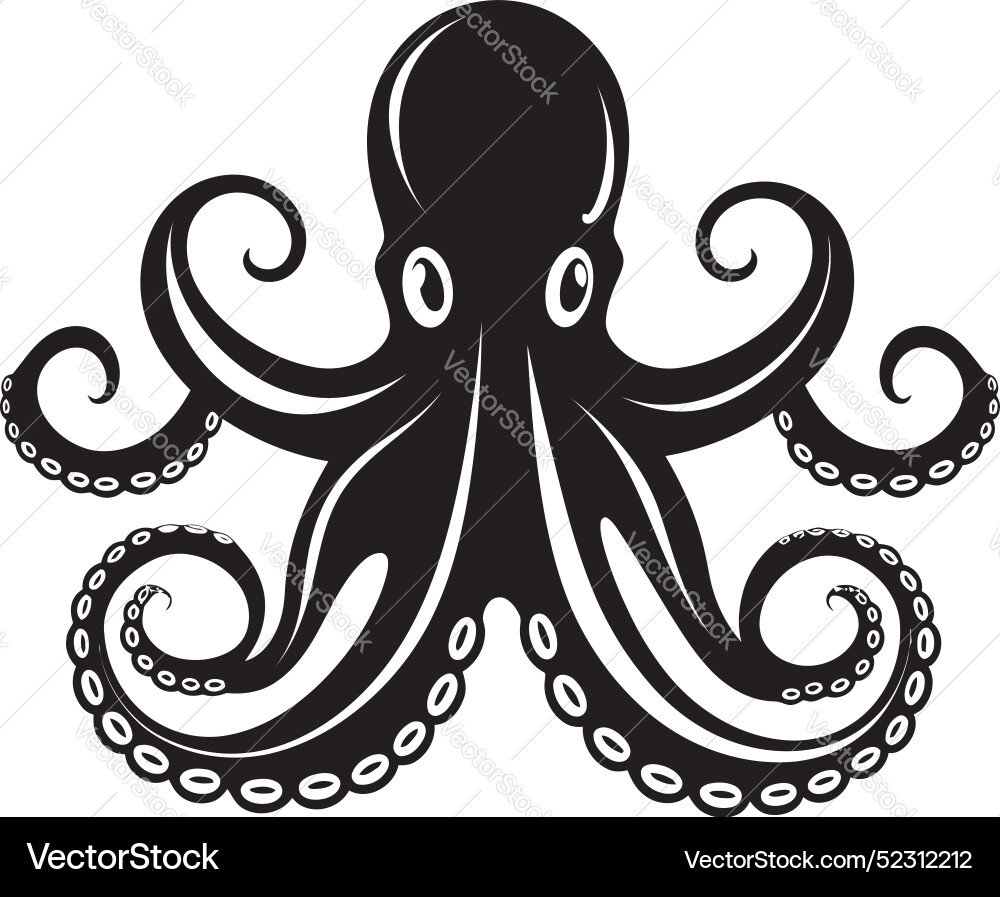 Deep sea sentinel black octopus graphics aqua Vector Image