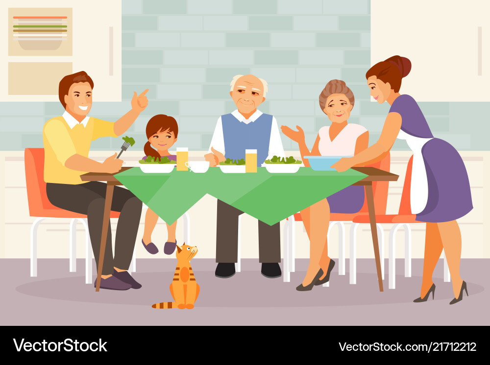 Family Dinner Scene Royalty Free Vector Image - VectorStock