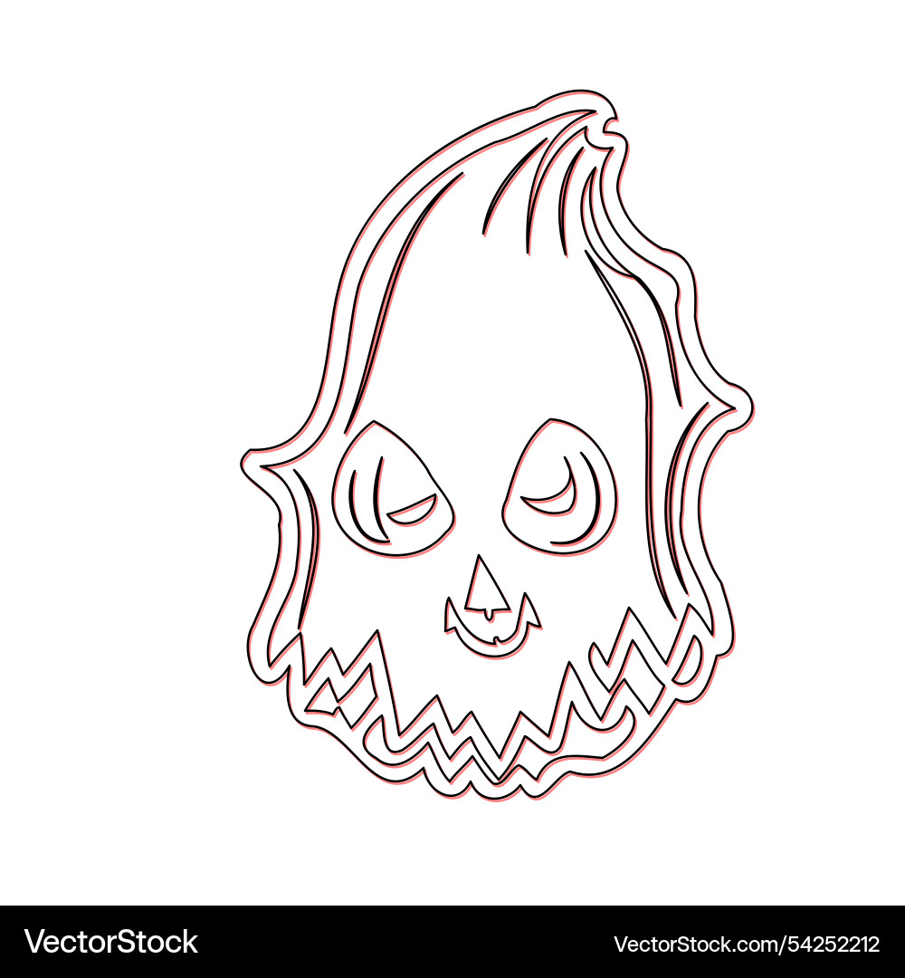 Ghost halloween scary outline sketch red Vector Image
