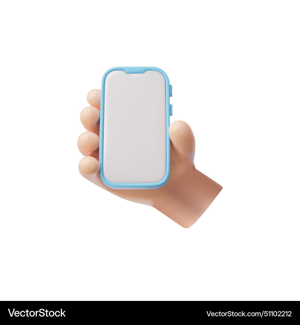 Hand holding a mobile smartphone with white blank Vector Image