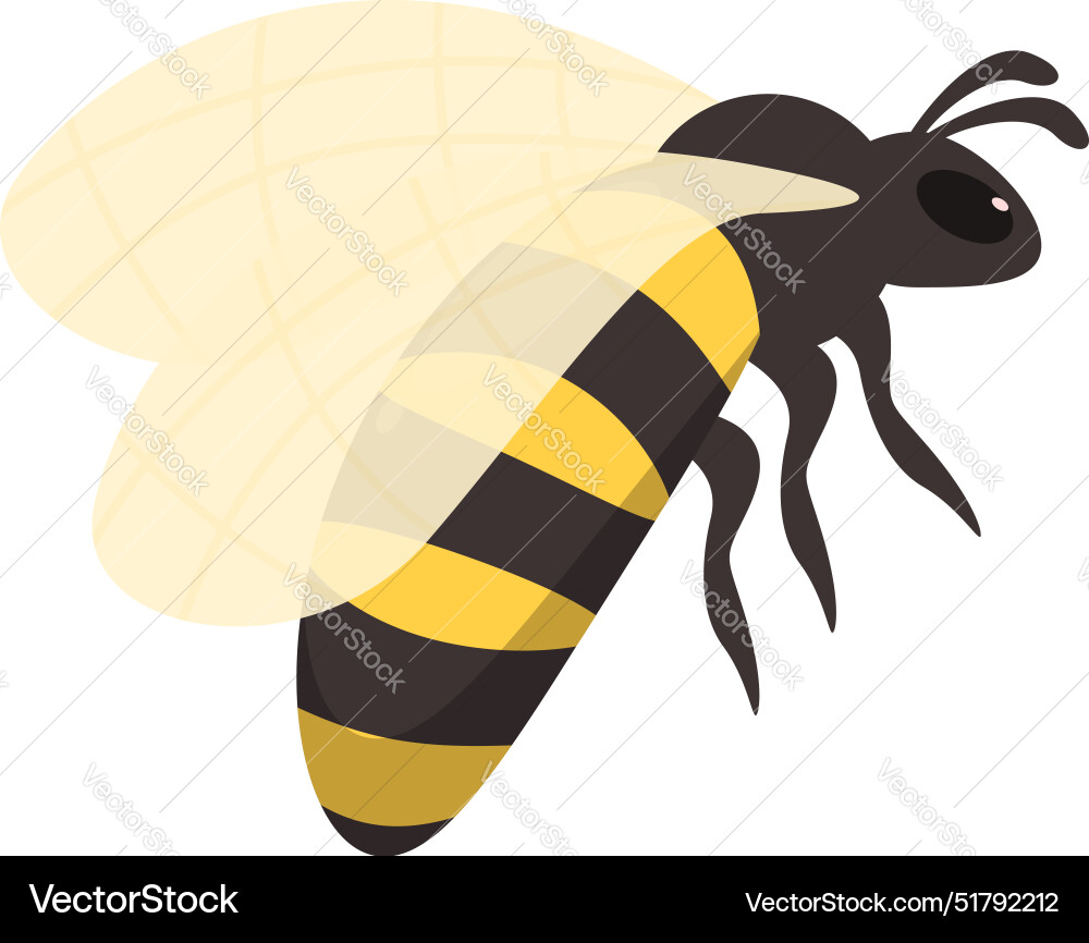 Happy cartoon bee is flying and buzzing Royalty Free Vector