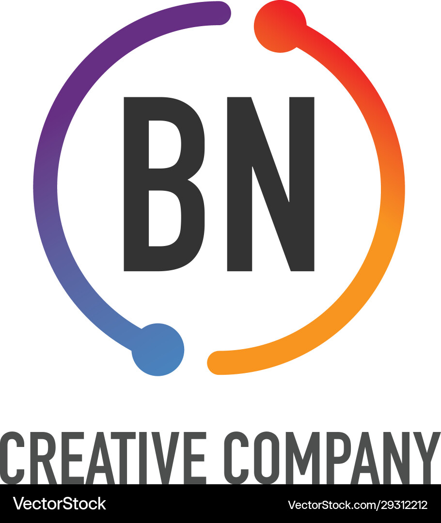 Initial letter bn creative circle logo design Vector Image