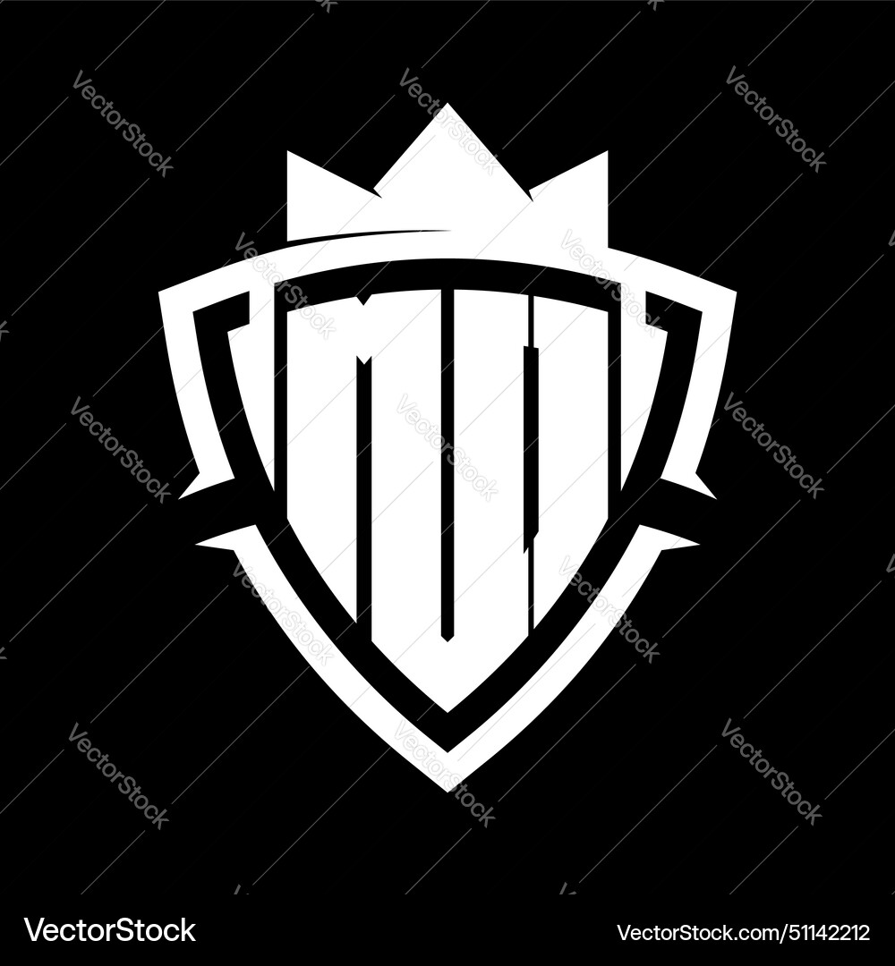 Mo letter monogram with triangle curve shield Vector Image