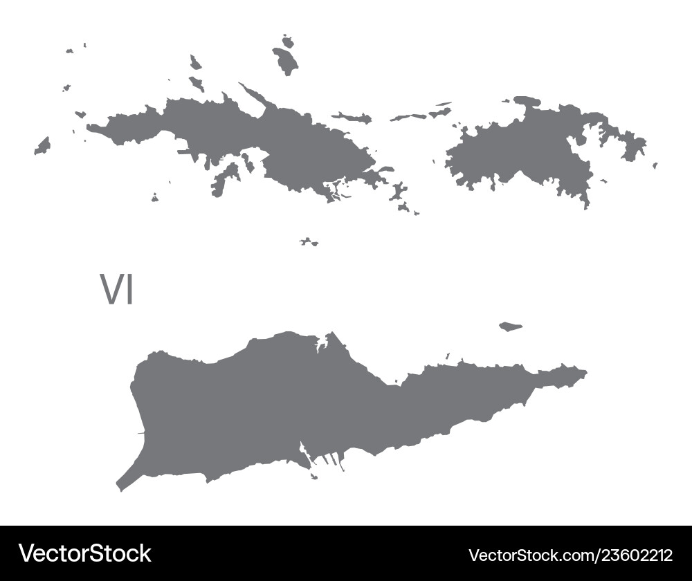 Us virgin islands map grey Royalty Free Vector Image